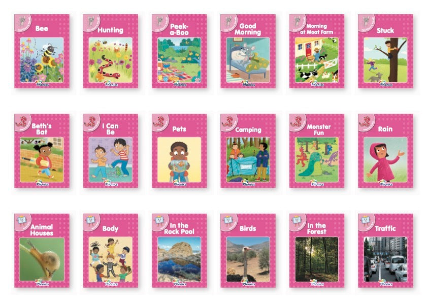 Jolly Phonics Pink Readers Complete Set - 18 Books, Precursive Letters ...